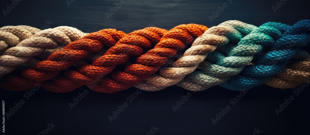 Foto de The metaphor of diverse ropes coming together symbolizes unity ...