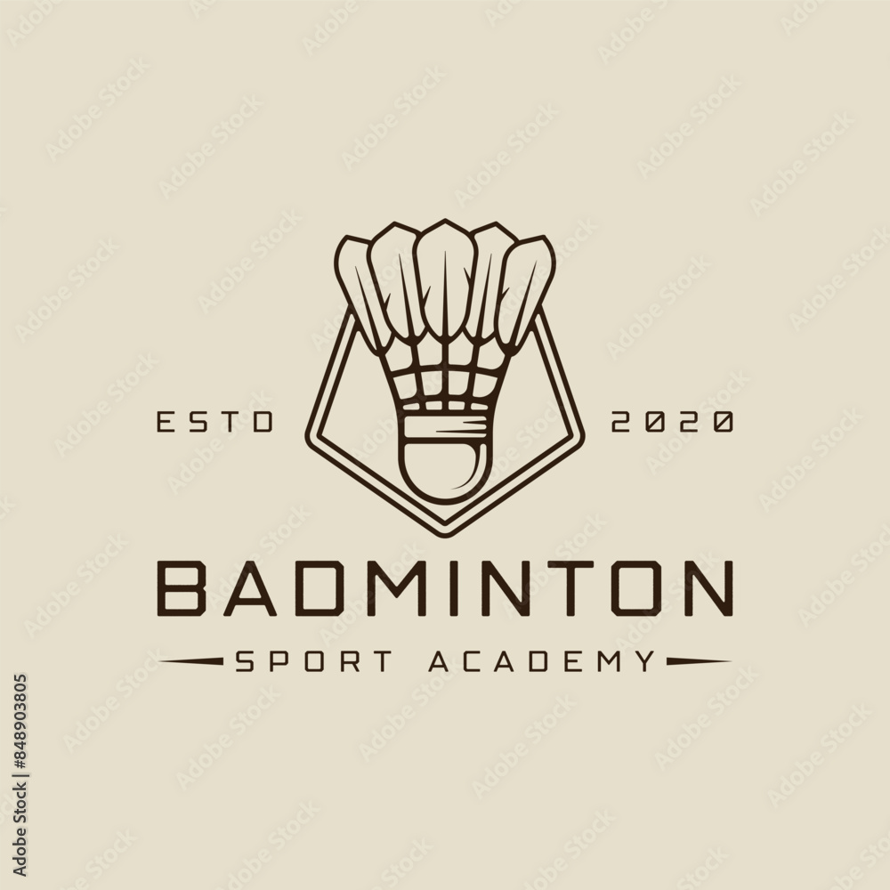 shuttlecock of badminton logo line art vector simple minimalist ...