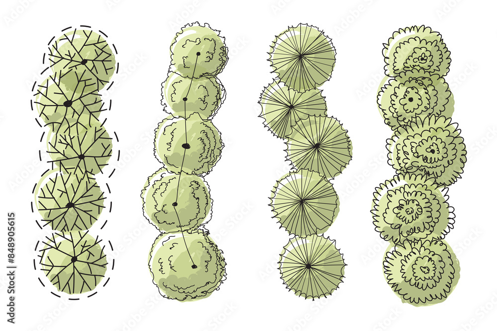Trees top view plan Architectural and Landscape elements, top view ...