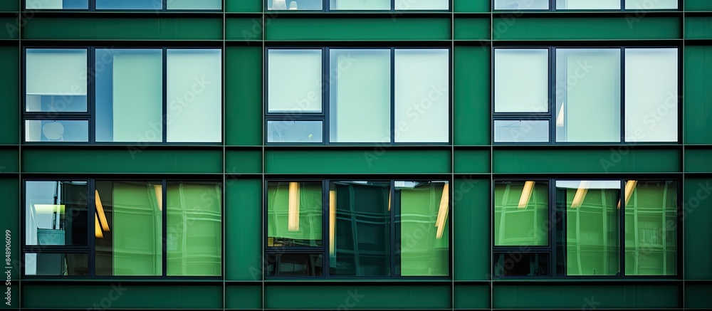 Close up photo of ajar windows with green frames showcasing eco ...