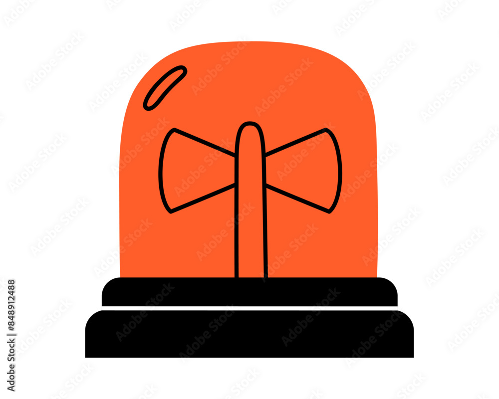 Hand drawn cute cartoon illustration of emergency warning light. Danger ...