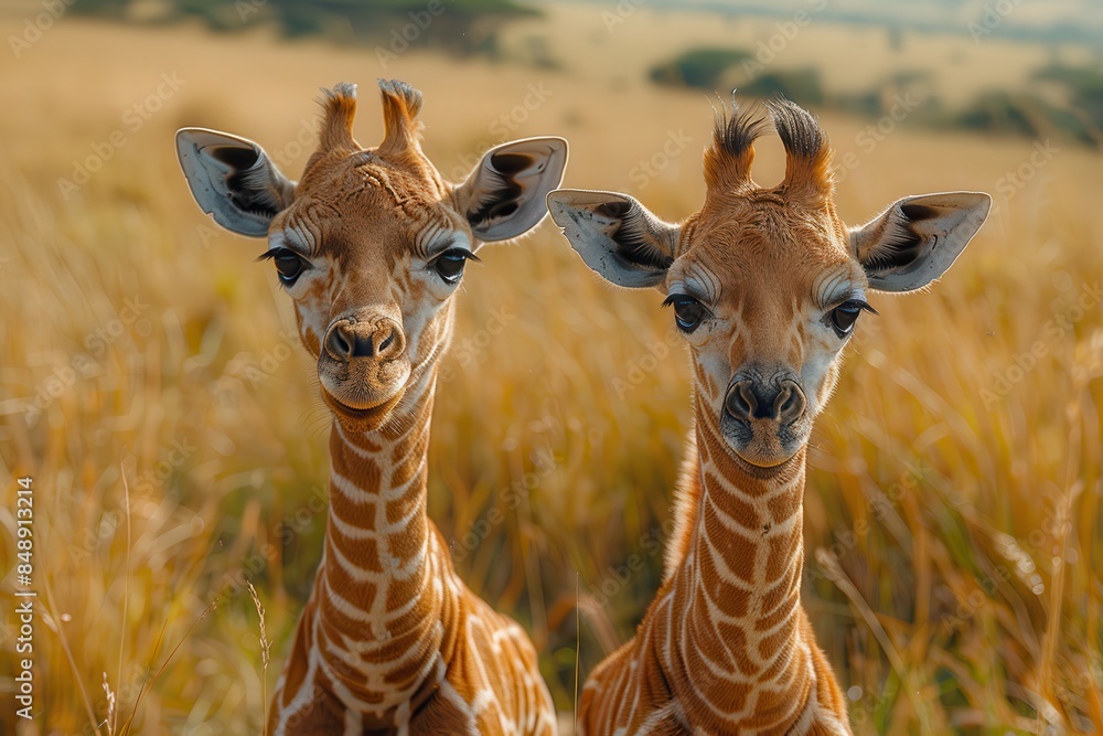 Baby Giraffe: A tall, gangly baby giraffe with large eyes and a long ...