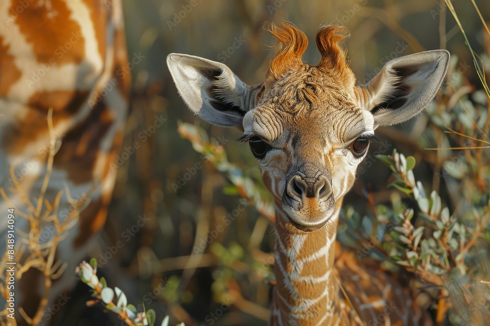 Baby Giraffe: A tall, gangly baby giraffe with large eyes and a long ...