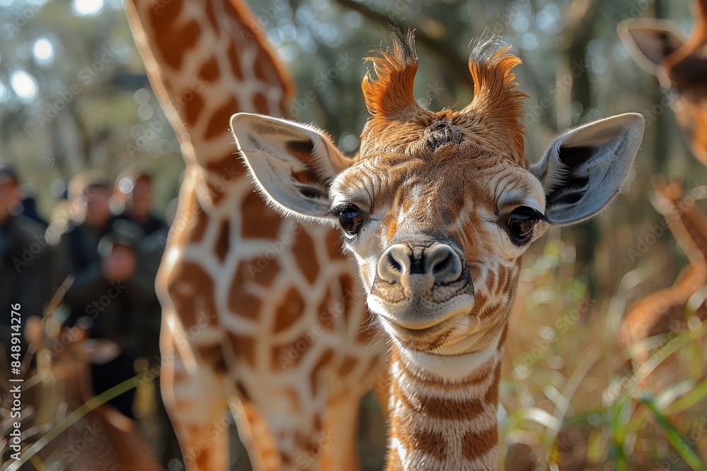 Baby Giraffe: A tall, gangly baby giraffe with large eyes and a long ...