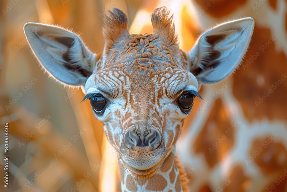 Baby Giraffe: A tall, gangly baby giraffe with large eyes and a long ...
