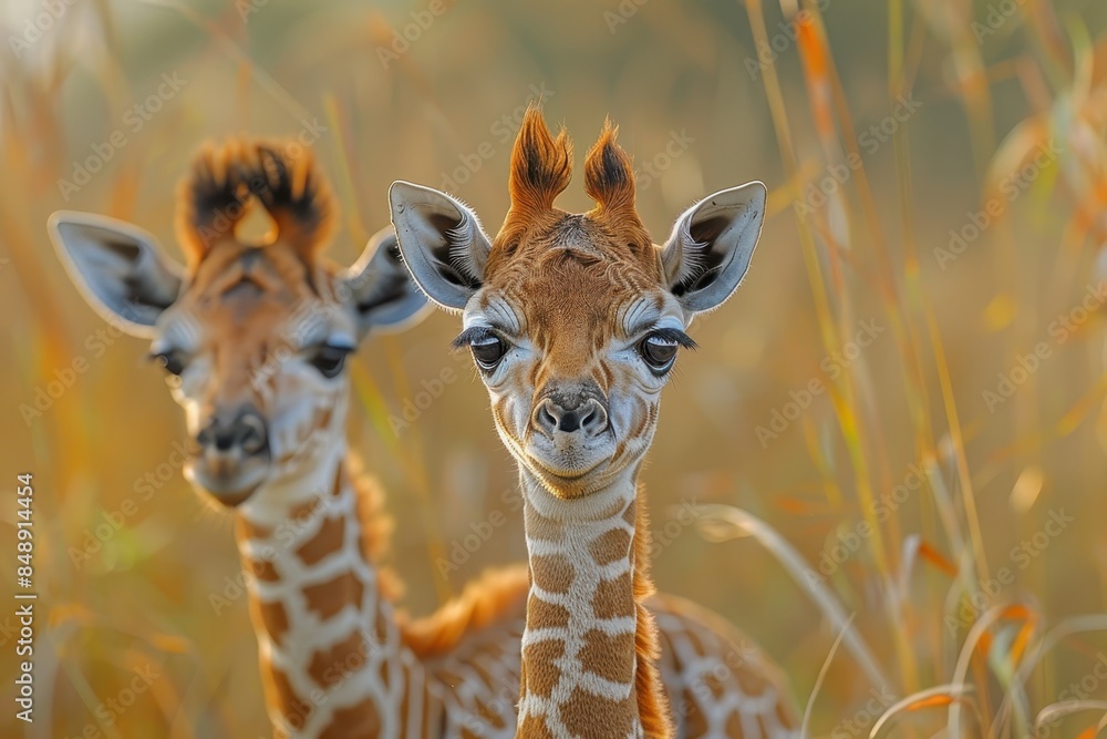 Baby Giraffe: A tall, gangly baby giraffe with large eyes and a long ...