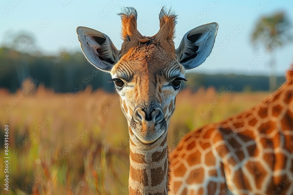 Baby Giraffe: A tall, gangly baby giraffe with large eyes and a long ...
