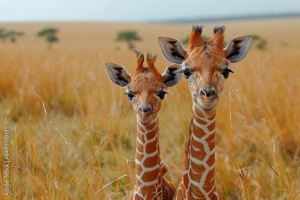 Baby Giraffe: A tall, gangly baby giraffe with large eyes and a long ...