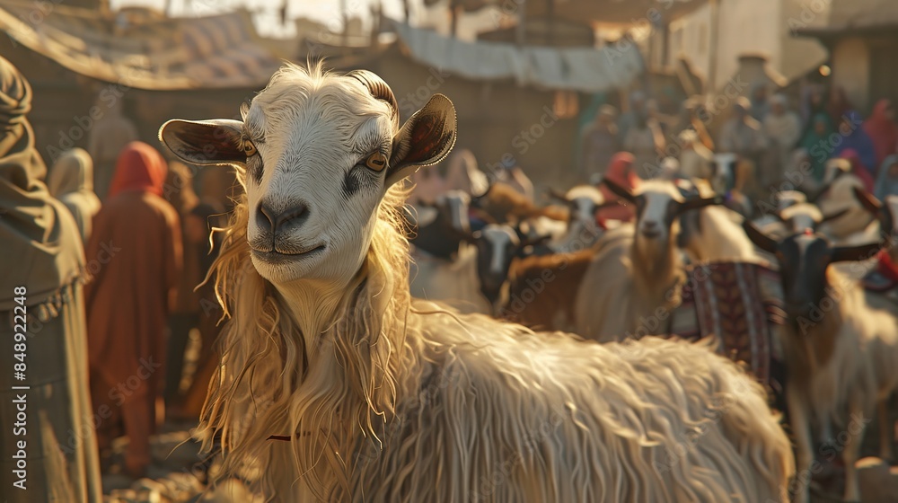 Goat Qurban Eid Al Adha Mubarak festival Islamic Stock Illustration ...