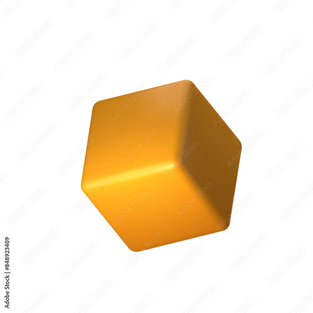 Abstract yellow 3D cube illustration, isolated on white background ...