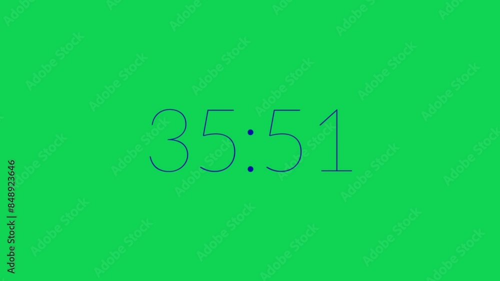 4 digits 40 seconds thin font minimal countdown timer. Navy on green ...