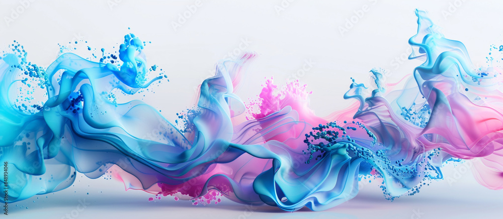 Multiple smoke bombs releasing vibrant blue and pink smoke, creating an ...