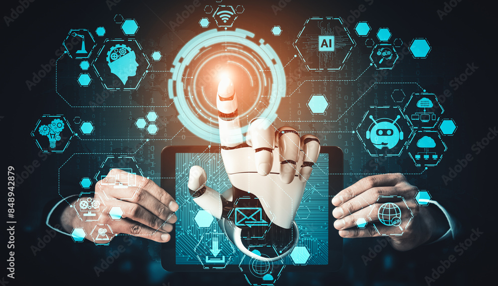 MLP 3D rendering artificial intelligence AI research of droid robot and ...