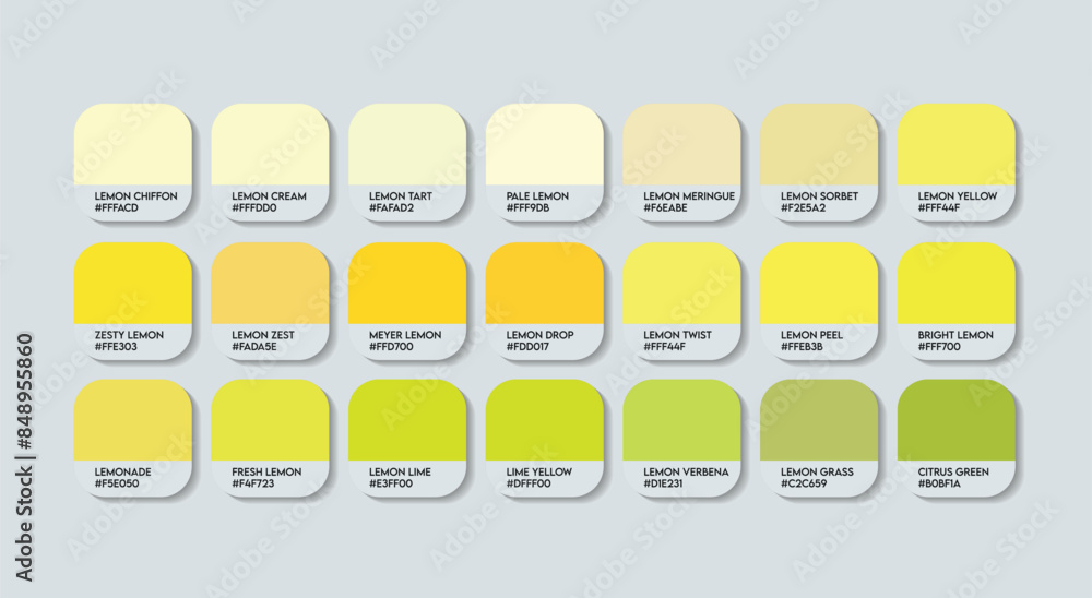 Lemon Color Palette, Lemon Color Guide Palette with Color Names ... Lemon Color Palette, Lemon Color Guide Palette with Color Names ...