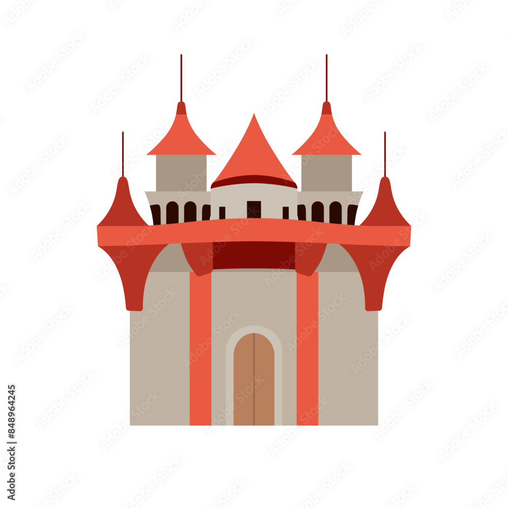 Fantasy medieval castle tower vector illustration, cartoon fortress in ...