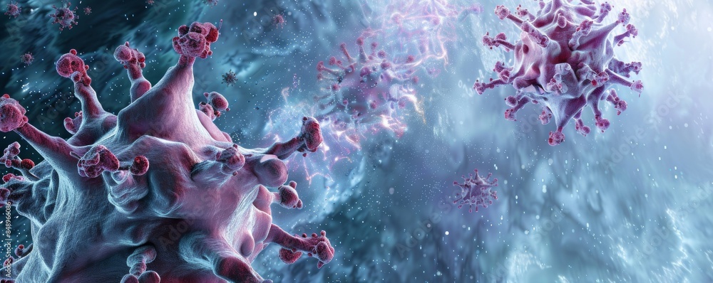 Conceptual illustration of nanoparticles delivering vaccines to treat a ...