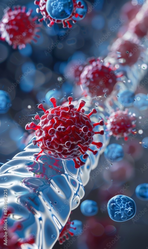 Detailed illustration of a nanoparticle-based drug delivery system ...