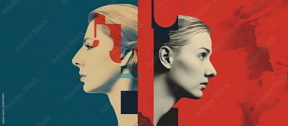 Composite collage image of two people showing various emotions winning ...