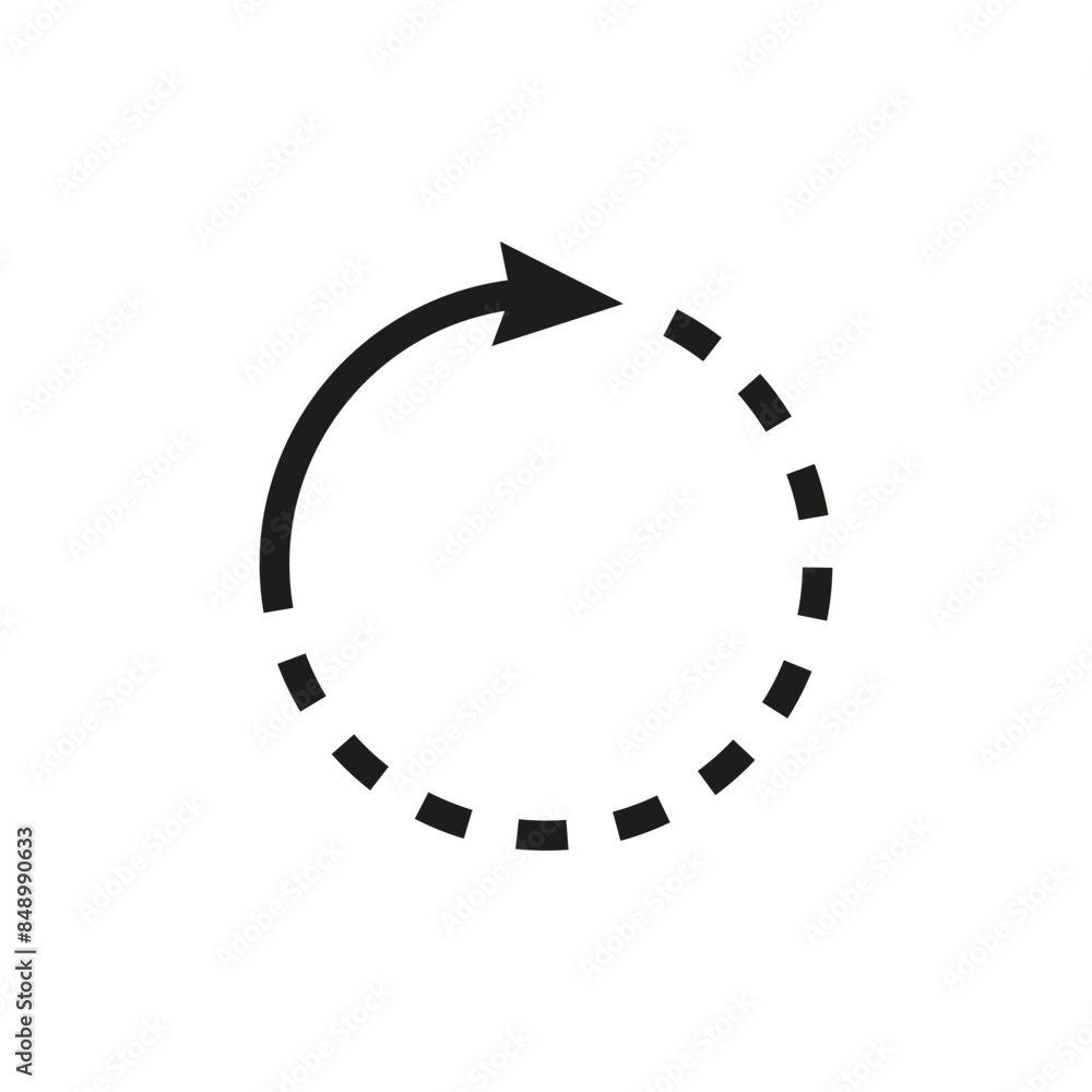 Thin long semi circle arrow. Round arrow with dotted and dashed line ...