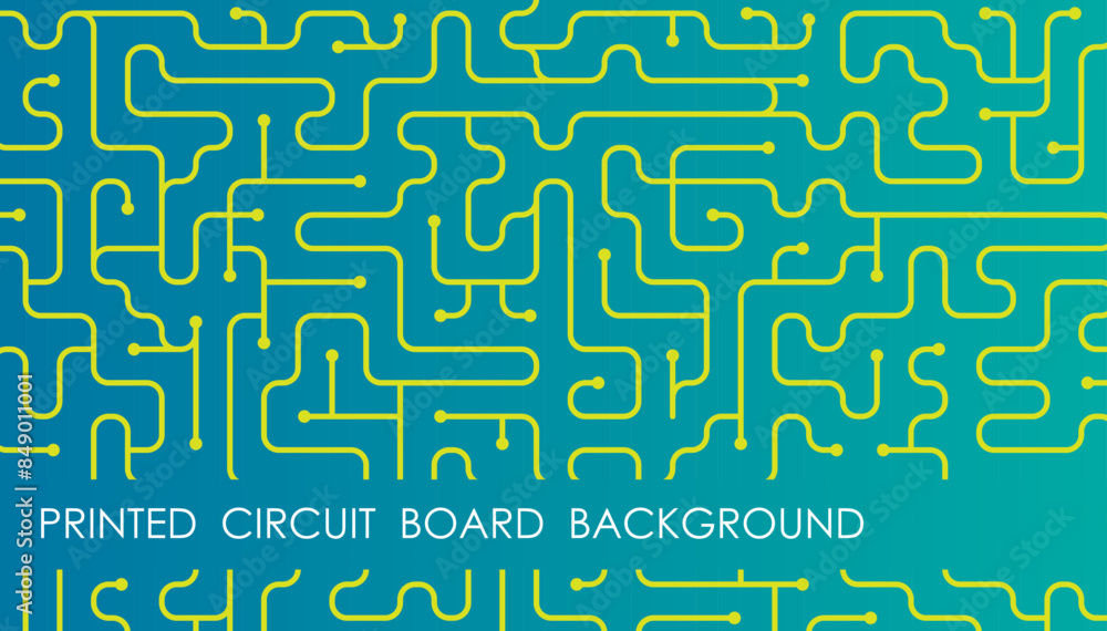 Horizontal green semiconductor board abstract background with meander ...