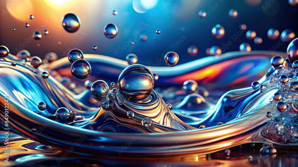 ภาพประกอบสต็อก render of abstract liquid mercury background, mercury, liquid, silver, fluid ...