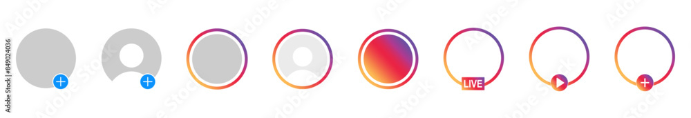 Instagram story live streaming frame set. Instagram story, Circle frame ...