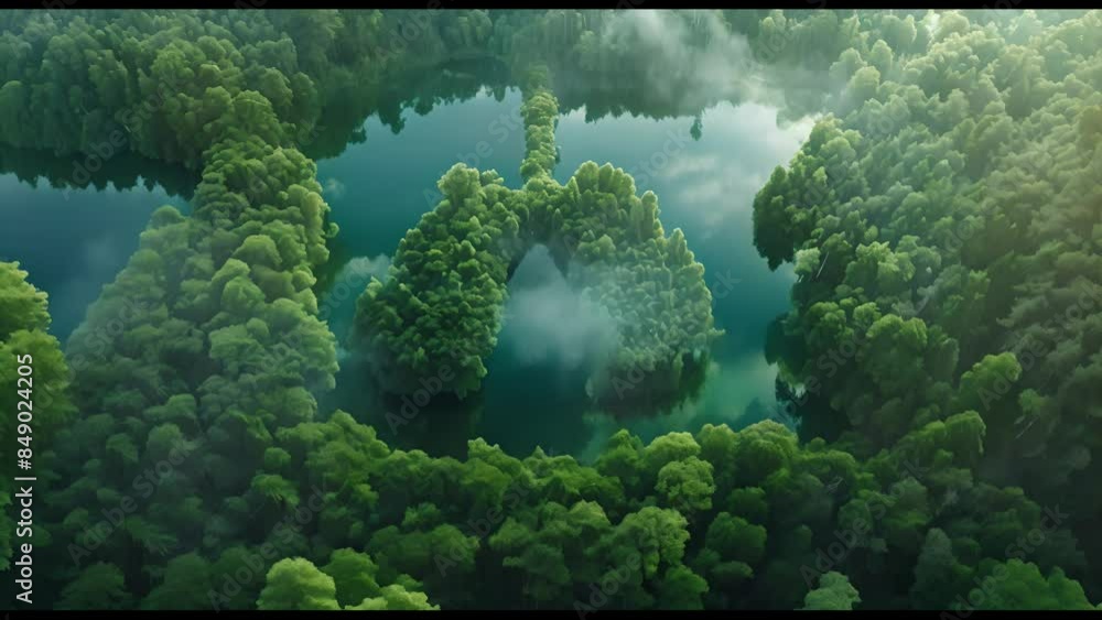 A forest with a large tree that looks like a lung. The lung is ...