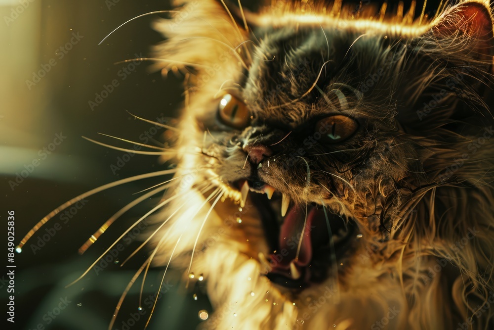 Persian cat's mouth, captured in high-definition detail, revealing a ...