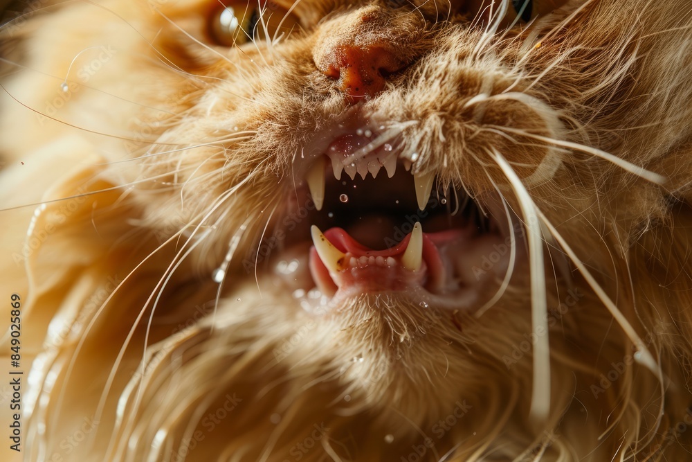 Persian cat's mouth, captured in high-definition detail, revealing a ...