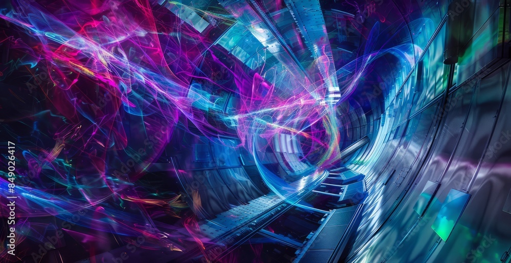 synchrotron radiation emitting from a particle accelerator, resembling ...