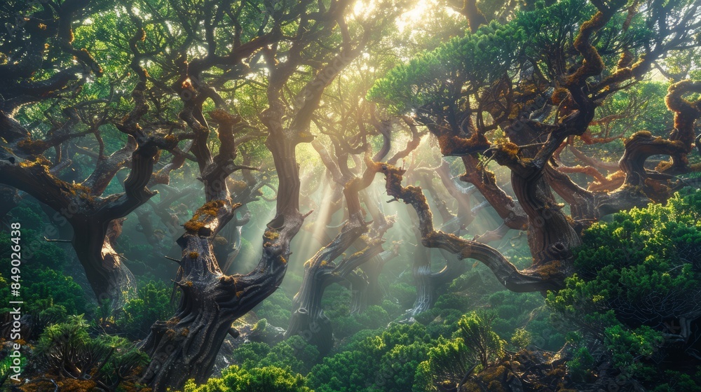 forest of Frankincense Trees (Boswellia sacra) on Socotra Island. The ...