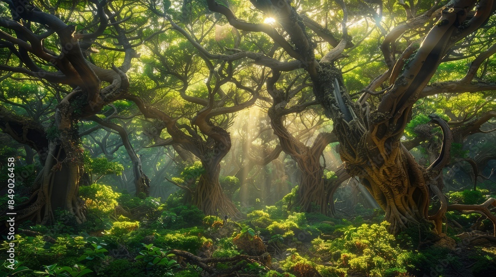 forest of Frankincense Trees (Boswellia sacra) on Socotra Island. The ...