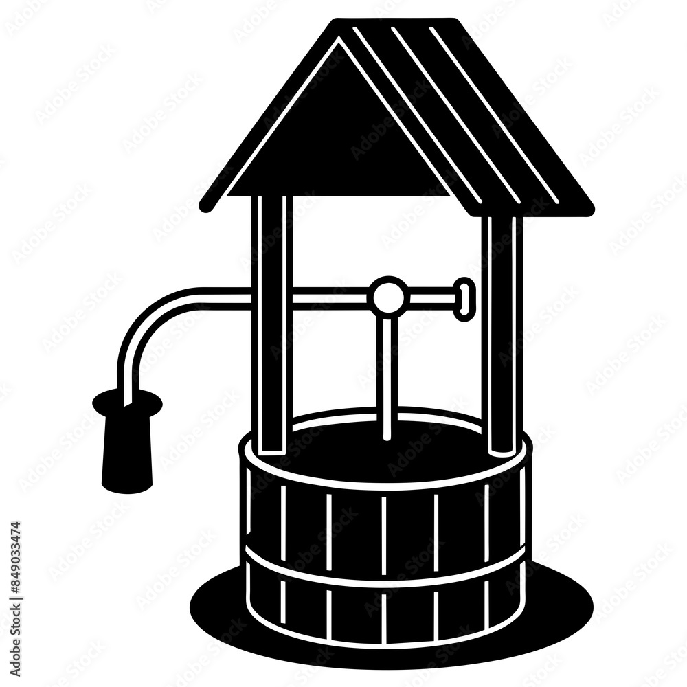 tubewell house vector silhouette illustration svg file Stock Vector ...