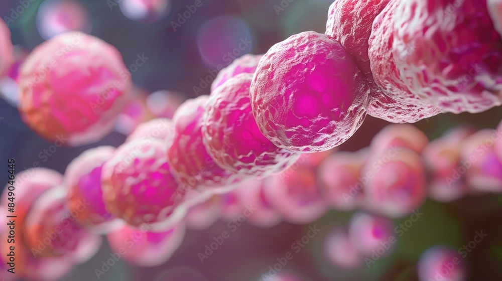 Streptococcus pyogenes bacteria. 3D computer illustration of ...