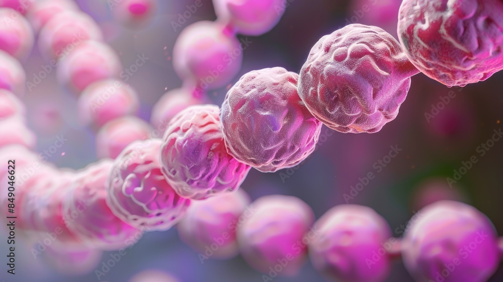 Streptococcus pyogenes bacteria. 3D computer illustration of ...