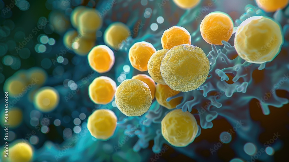 Foto de Streptococcus pyogenes bacteria. 3D computer illustration of ...