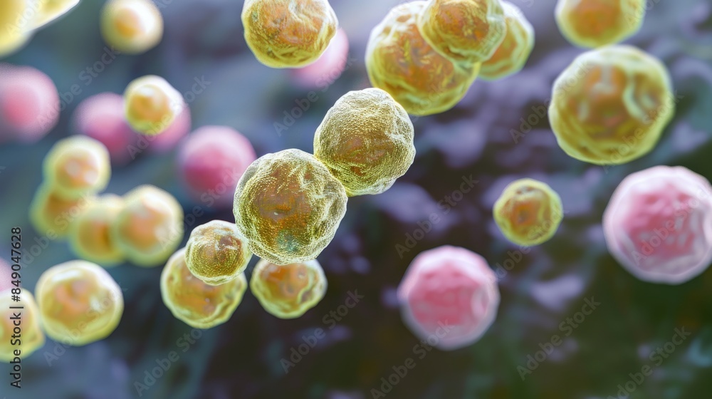 Streptococcus pyogenes bacteria. 3D computer illustration of ...