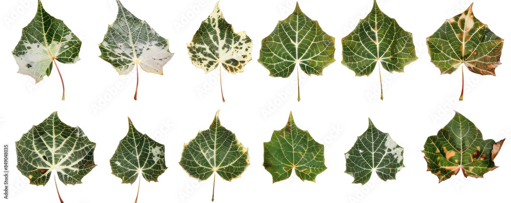 A set of sycamore leaves displaying their large, broad shape with ...