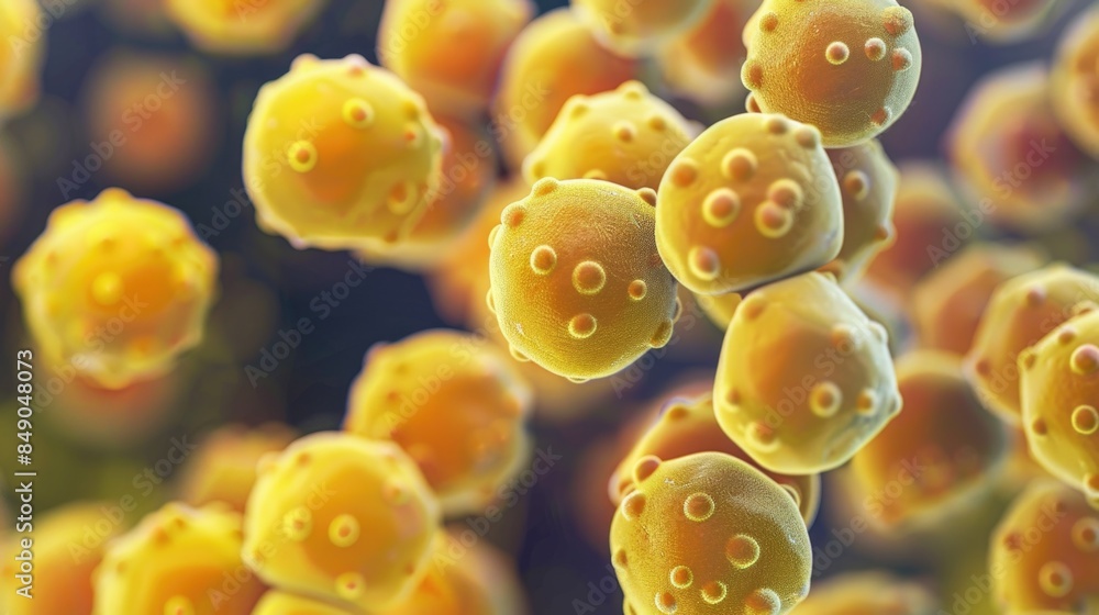 Streptococcus pyogenes bacteria. 3D computer illustration of ...