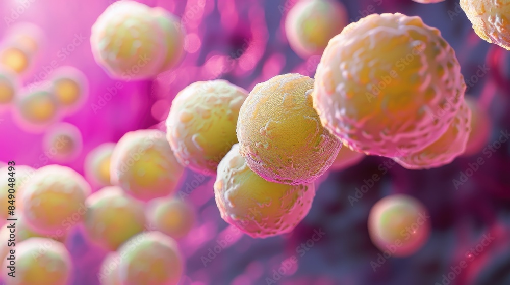 Foto de Streptococcus pyogenes bacteria. 3D computer illustration of ...