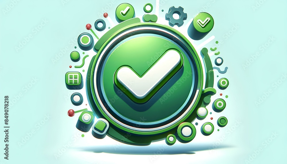 Green Checkmark Icon with Digital Elements, icon with a white outline ...