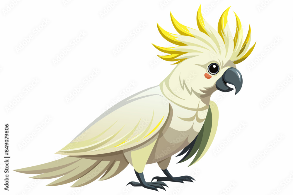 Sulphur Crested Cockatoo on White Background,bird, cartoon, vector ...