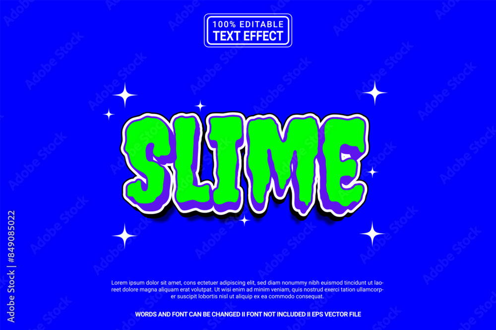 Editable text effect Slime 3d cartoon template style modern premium ...