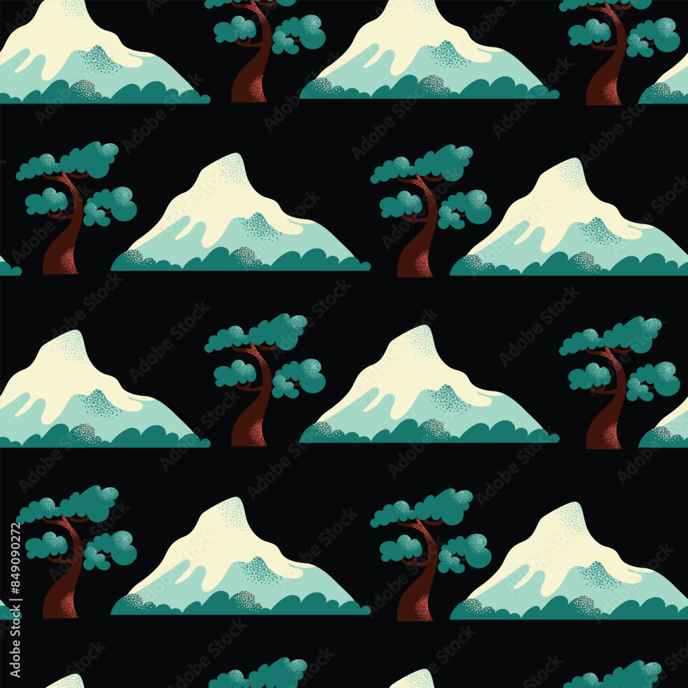 Japanese art and culture seamless pattern. Set of Japanese travel ...