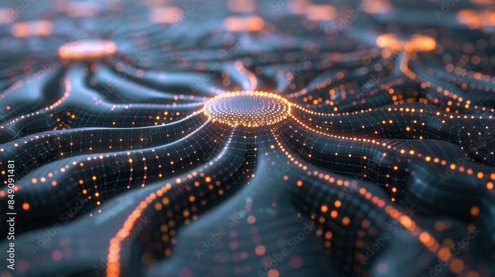 Abstract image of a neural network with glowing nodes, representing ...