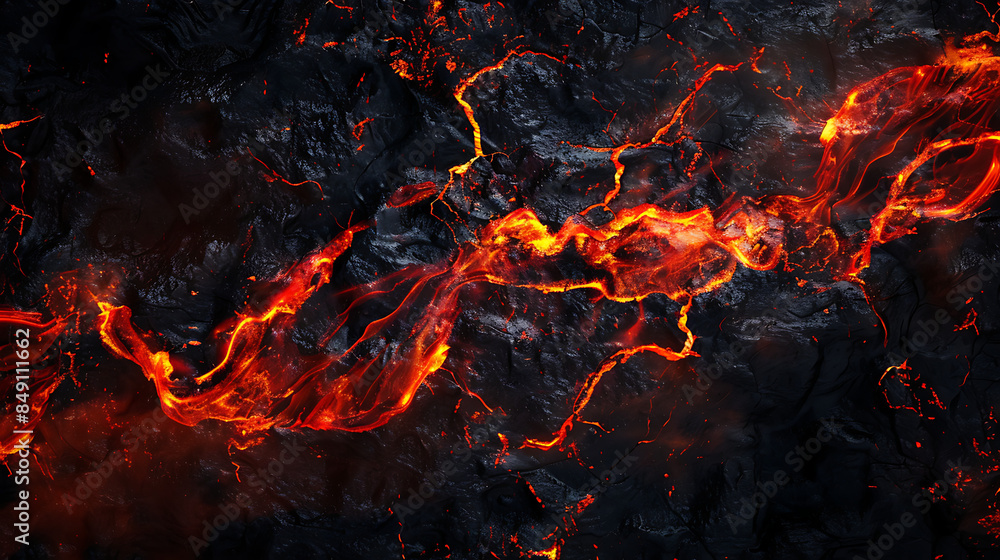 Molten lava texture background with glowing orange and red streams ...
