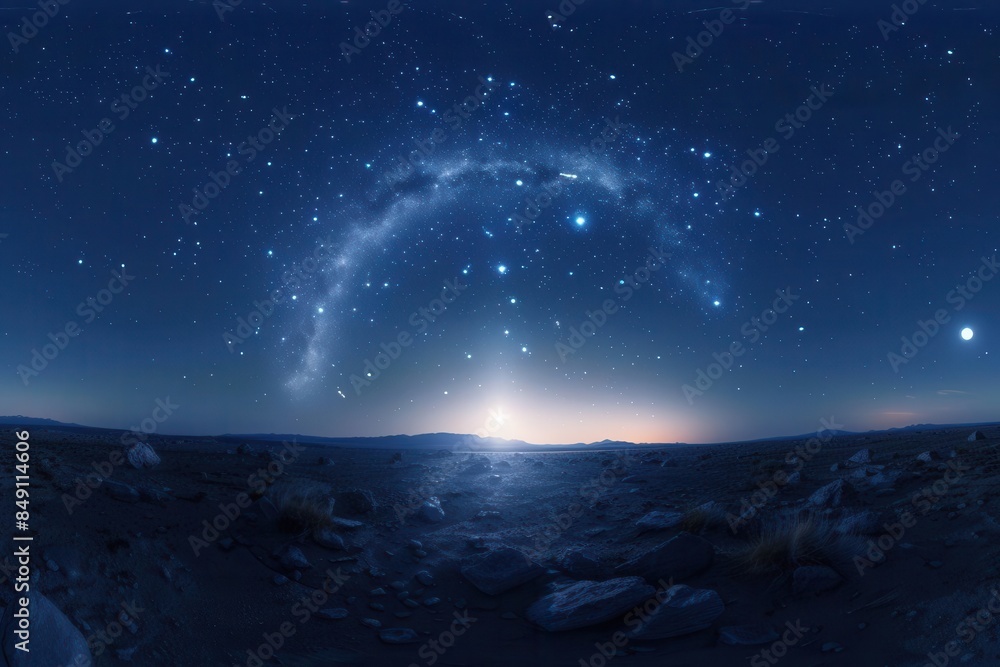 seamless hdri panorama of night sky with milky way and moon 360 degree ...