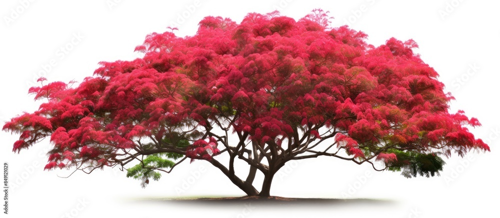Hairy Keruing tree Is a plant with red flowers isolated on white ...