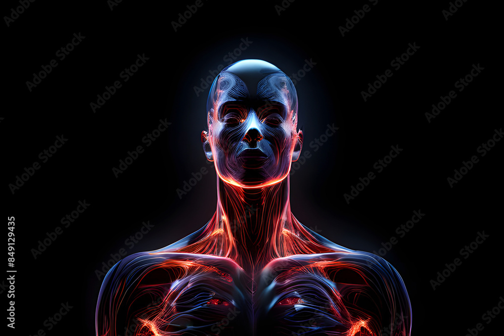 Virtual human body image simulated by digital technology with dynamic ...