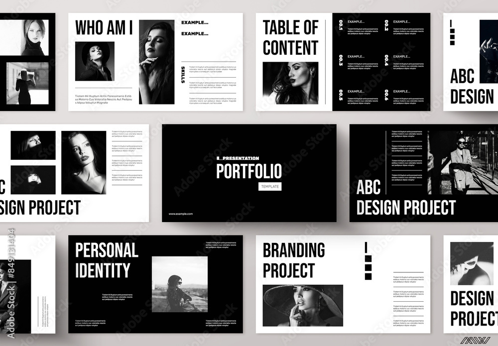 Black And White Creative Designer Portfolio Stock Template | Adobe Stock